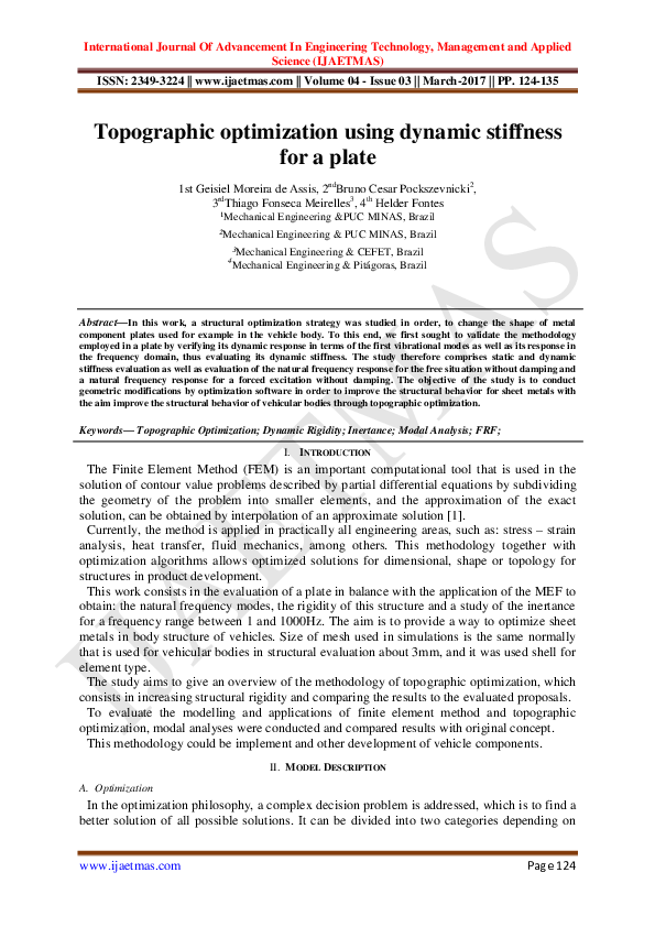 (PDF) Topographic optimization using dynamic stiffness for a plate