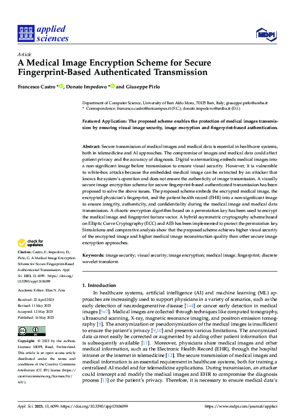 (PDF) A Medical Image Encryption Scheme for Secure Fingerprint-Based ...