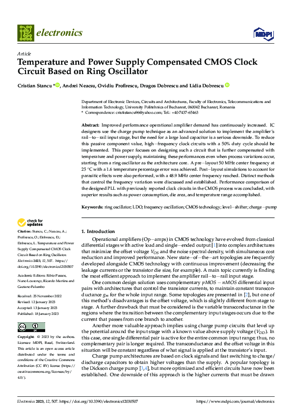 (PDF) Temperature and Power Supply Compensated CMOS Clock Circuit Based ...