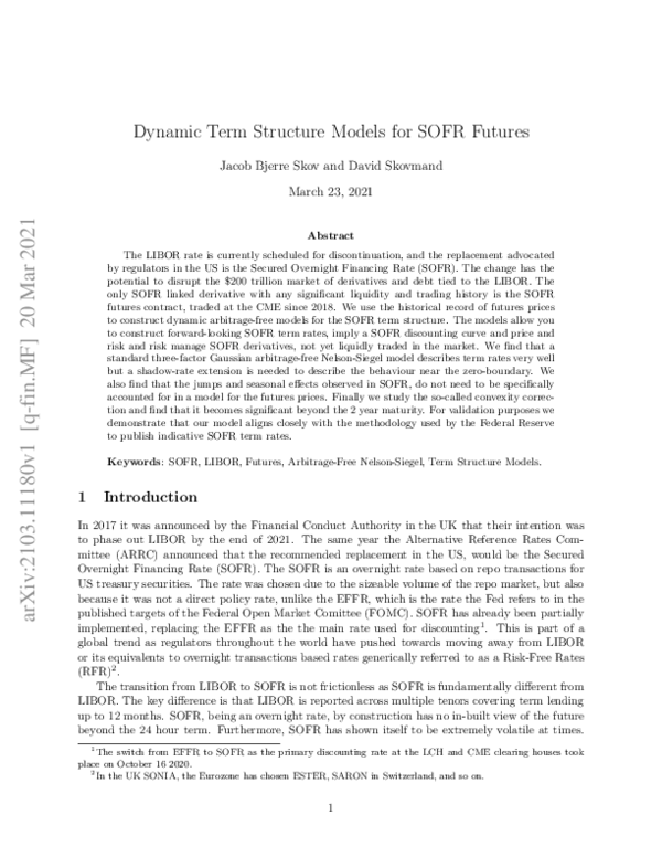 (PDF) Dynamic term structure models for SOFR futures