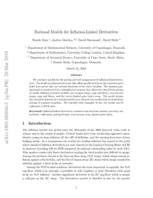 (PDF) Rational Models for Inflation-Linked Derivatives