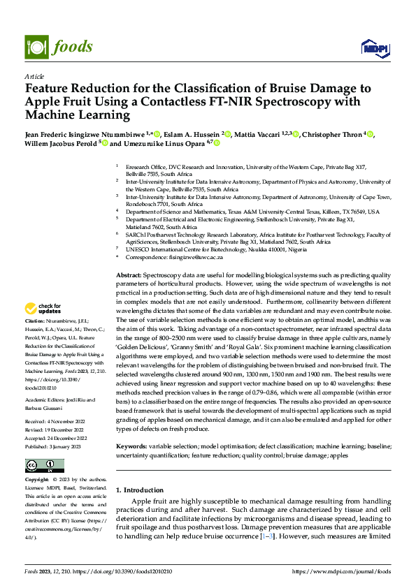(PDF) Feature Reduction for the Classification of Bruise Damage to ...