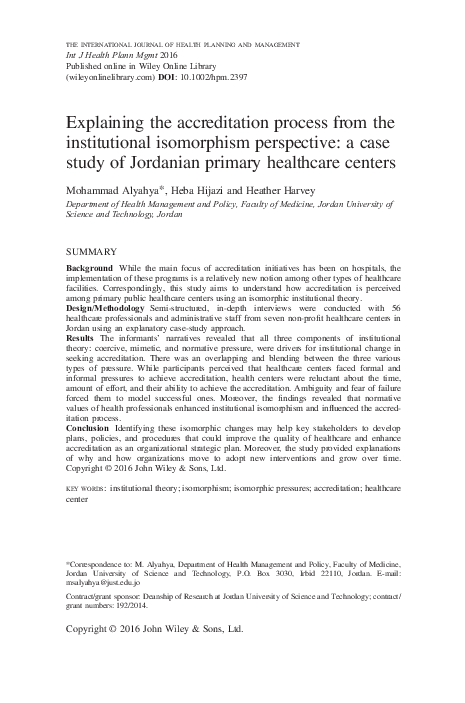 (PDF) Explaining the accreditation process from the institutional isomorphism perspective: a ...