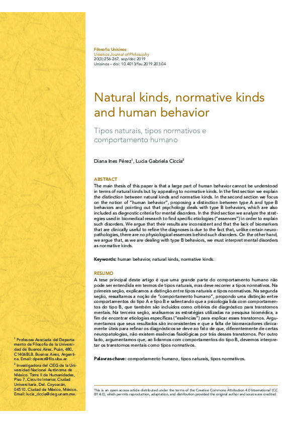 (PDF) Natural kinds, normative kinds and human behavior