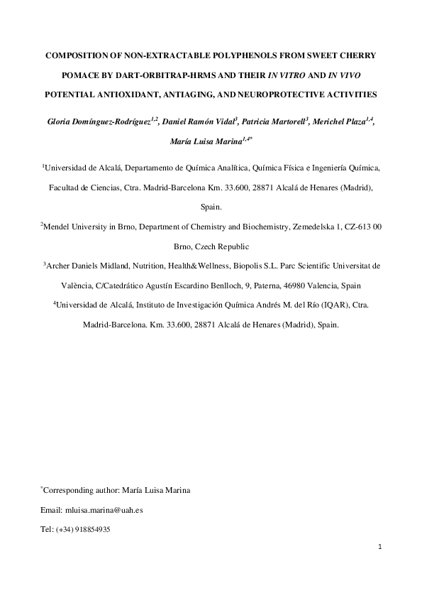 (PDF) COMPOSITION OF NON-EXTRACTABLE POLYPHENOLS FROM SWEET CHERRY ...