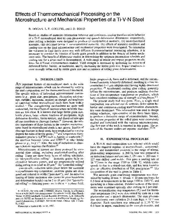 (PDF) Effects of thermomechanical processing on the microstructure and mechanical properties of ...