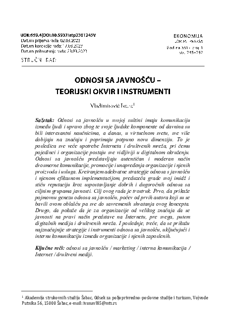 (PDF) Public relations: Theoretical framework and instruments