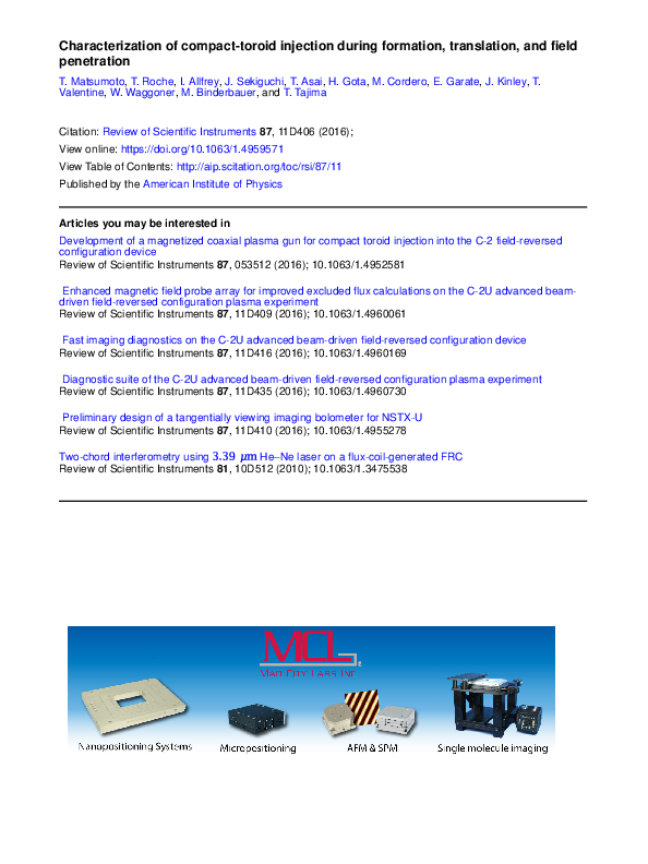 (PDF) Characterization of compact-toroid injection during formation ...