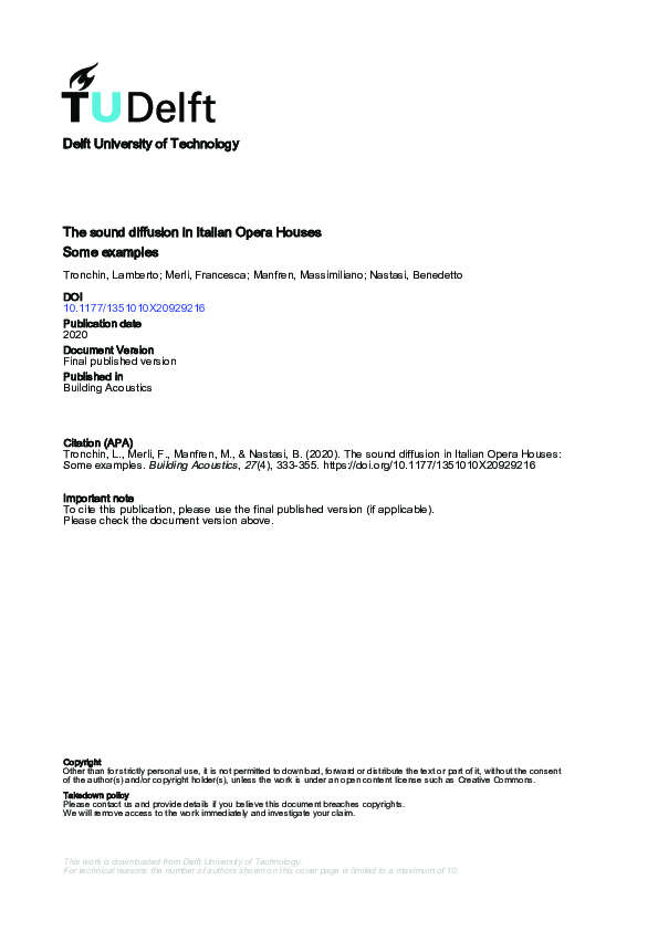 (PDF) The sound diffusion in Italian Opera Houses: Some examples