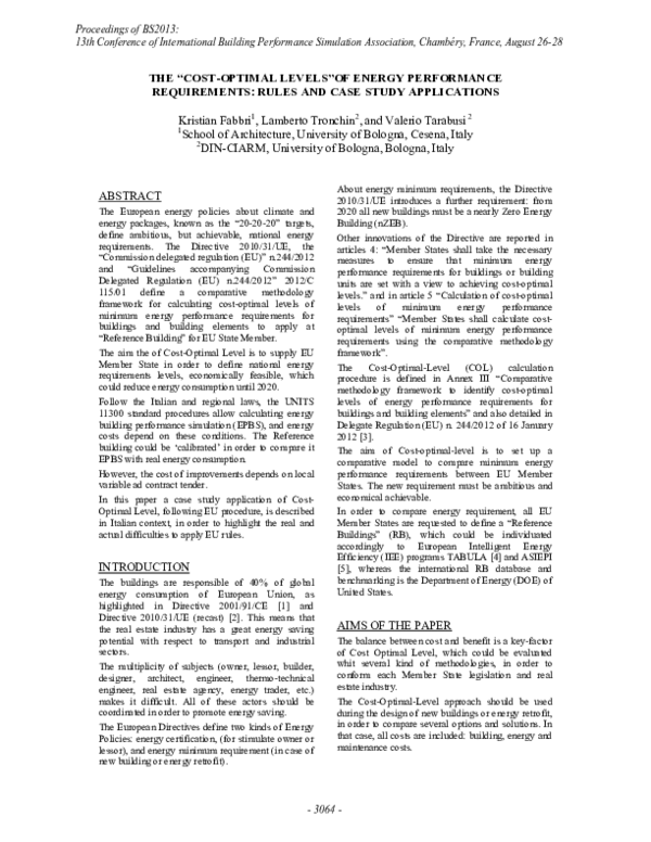(PDF) The Cost-optimal Levels Of Energy Performance Requirements: Rules ...