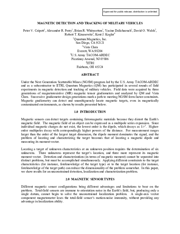 (PDF) Magnetic Detection and Tracking of Military Vehicles