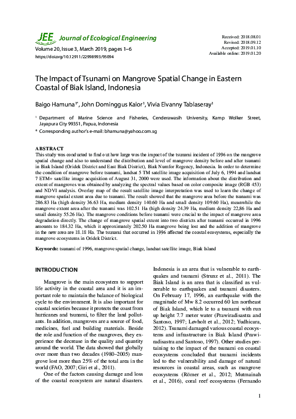 (PDF) The Impact of Tsunami on Mangrove Spatial Change in Eastern ...