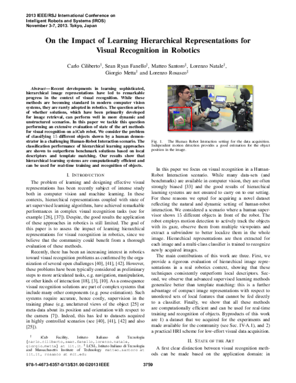 (PDF) Hierarchical Learning for Visual Recognition in Robotics