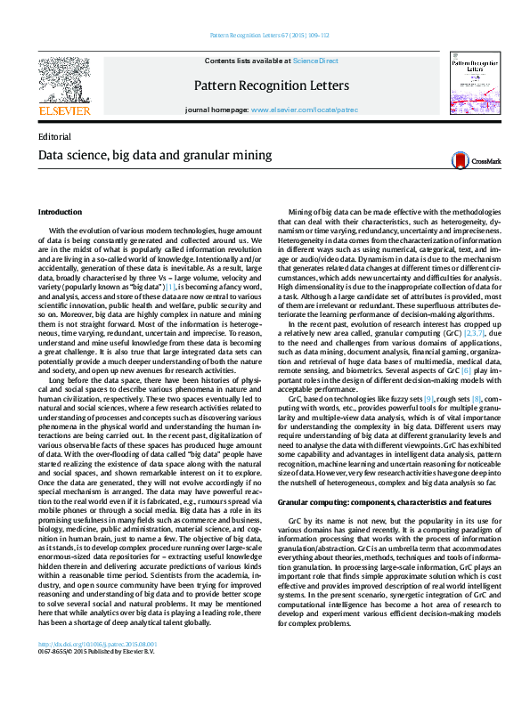 (PDF) Data science, big data and granular mining