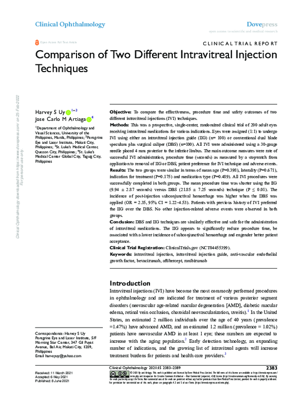 (PDF) Comparison of Two Different Intravitreal Injection Techniques