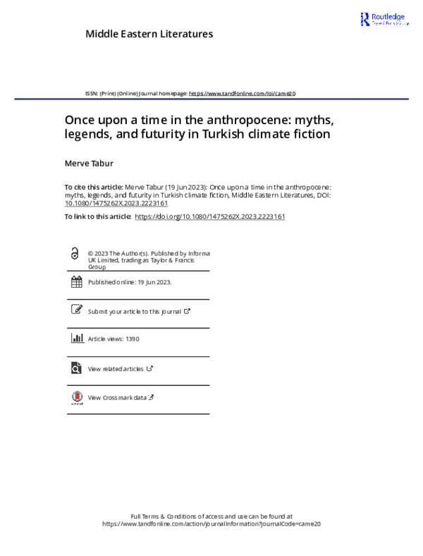 (PDF) Once upon a time in the anthropocene: myths, legends, and ...