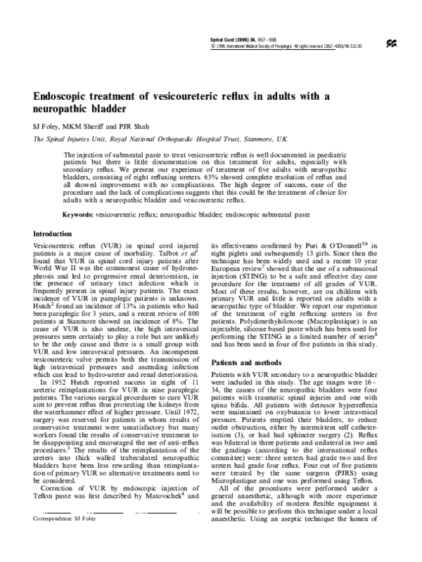 (PDF) Endoscopic treatment of vesico-ureteric reflux in children by ...