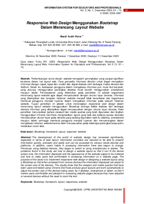 (PDF) Responsive Web Design Menggunakan Bootstrap Dalam Merancang Layout Website