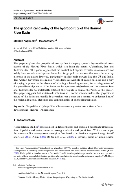 (PDF) The geopolitical overlay of the hydropolitics of the Harirud ...