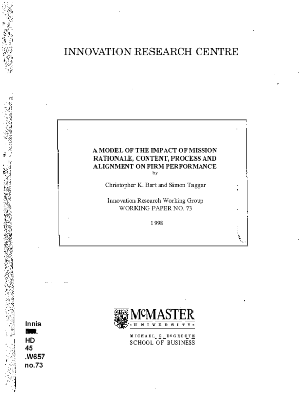 (PDF) A model of the impact of mission rationale, content, process and ...