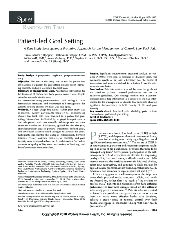 (PDF) Patient-led Goal Setting