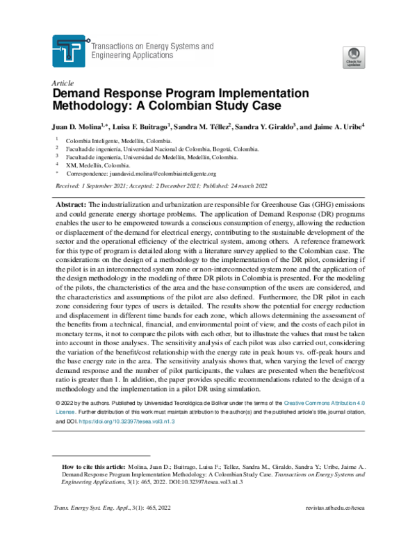 (PDF) Demand Response Program Implementation Methodology: A Colombian Study Case