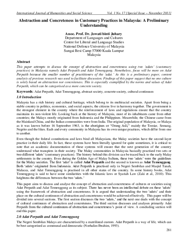 (PDF) Abstraction and Concreteness in Customary Practices in Malaysia ...