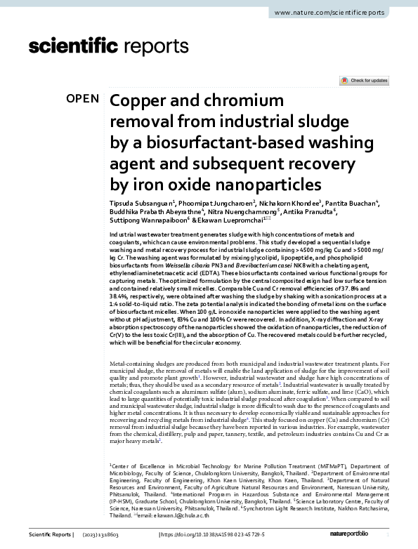 (PDF) Copper and chromium removal from industrial sludge by a ...