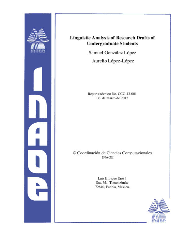 (PDF) Linguistic Analysis of Research Drafts of Undergraduate Students | Dave Tolentino ...