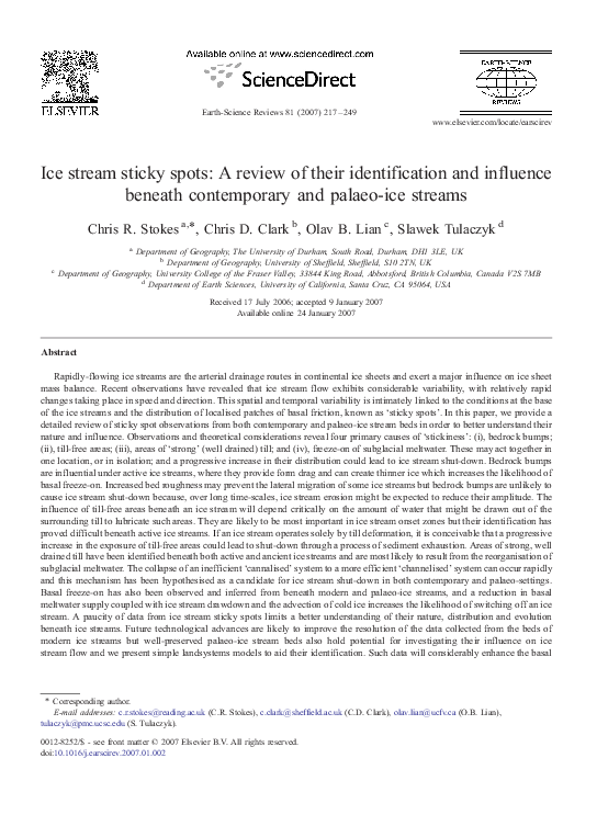 (PDF) Ice stream sticky spots: A review of their identification and ...