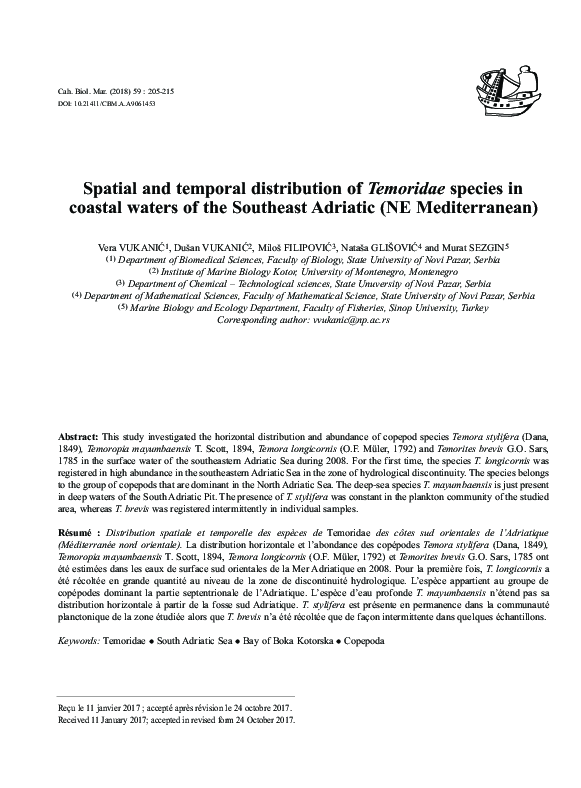 (PDF) Spatial and temporal distribution of Temoridae species in coastal ...