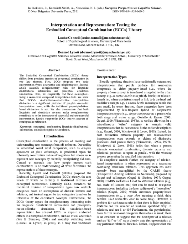 (PDF) Interpretation and representation: Testing the embodied ...