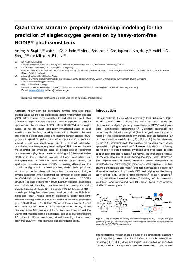 Pdf Quantitative Structure Property Relationship Modelling For The Prediction Of Singlet
