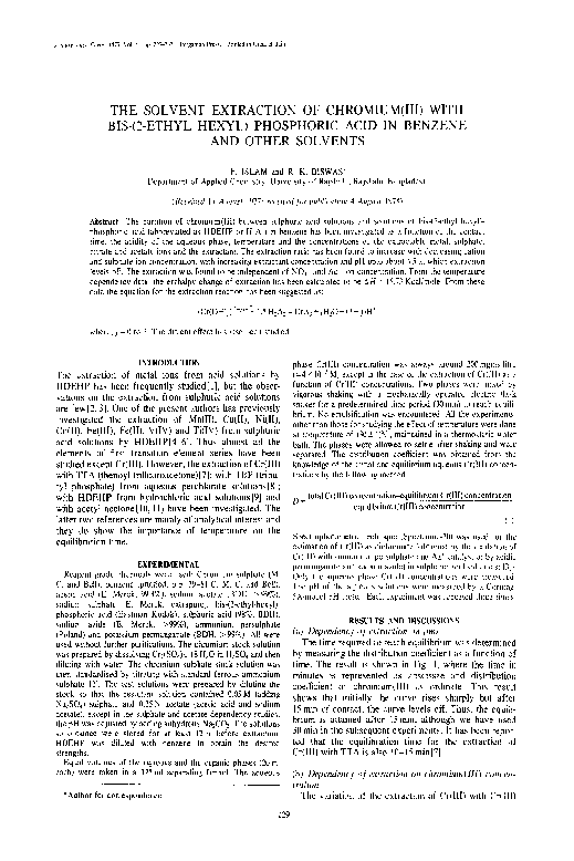 (PDF) The solvent extraction of chromium(III) with bis-(2-ethyl hexyl ...