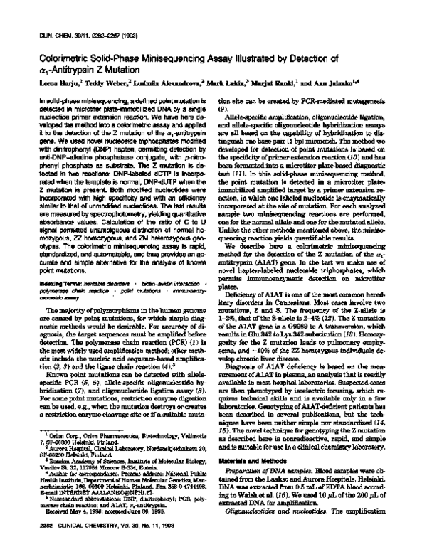 (PDF) Colorimetric solid-phase minisequencing assay illustrated by ...