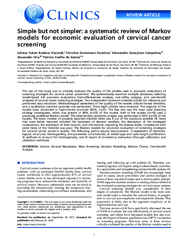 Pdf Simple But Not Simpler A Systematic Review Of Markov Models For Economic Evaluation Of