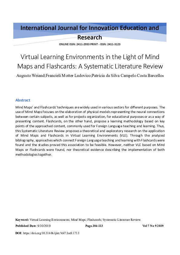 (PDF) Virtual Learning Environments in the Light of Mind Maps and Flashcards