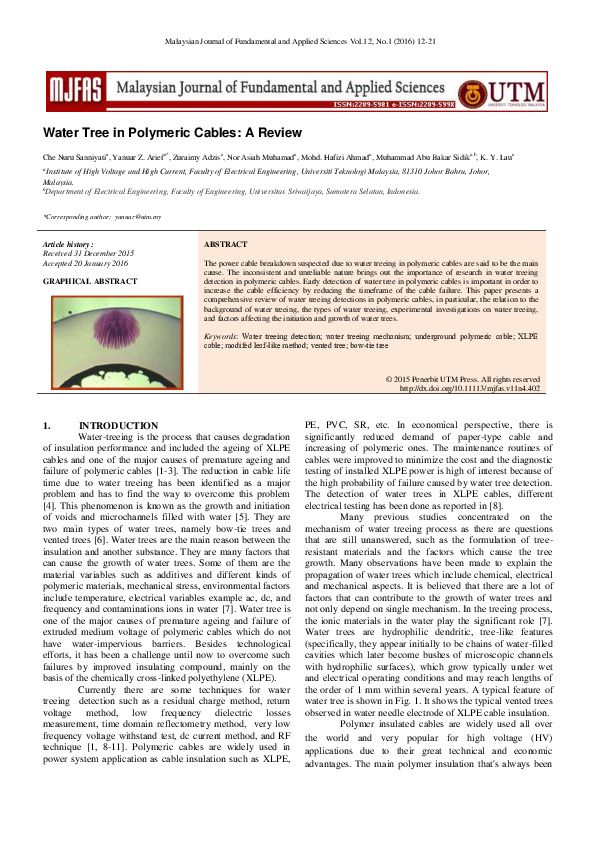 Pdf Water Tree In Polymeric Cables A Review
