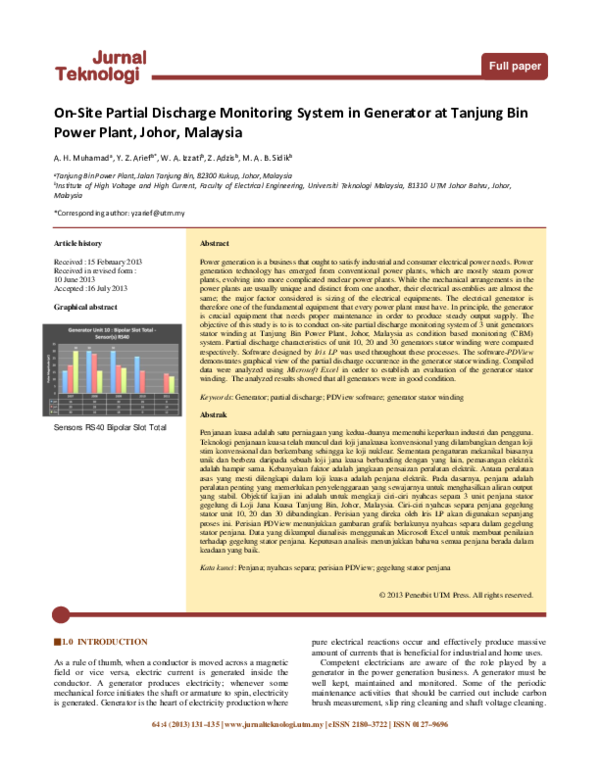 (PDF) On-Site Partial Discharge Monitoring System in Generator at ...
