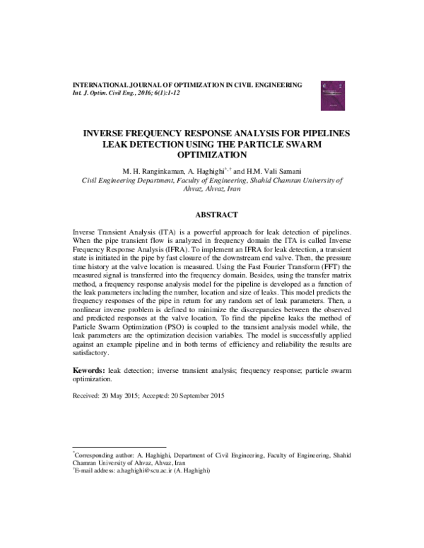 (PDF) Inverse Frequency Response Analysis for Pipelines Leak Detection ...