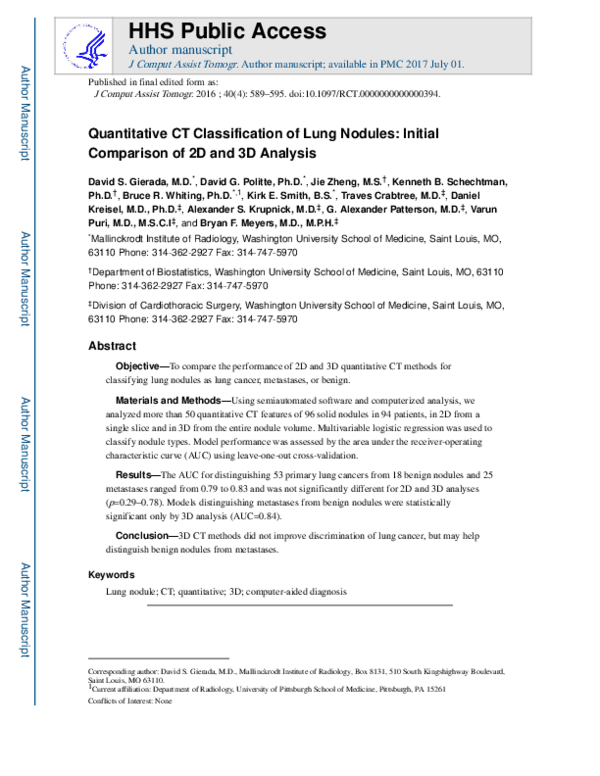 (PDF) Quantitative Computed Tomography Classification of Lung Nodules: Initial Comparison of 2 ...