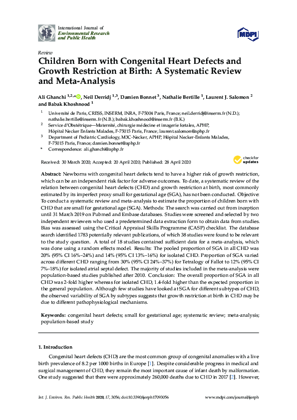 (PDF) Children Born with Congenital Heart Defects and Growth ...