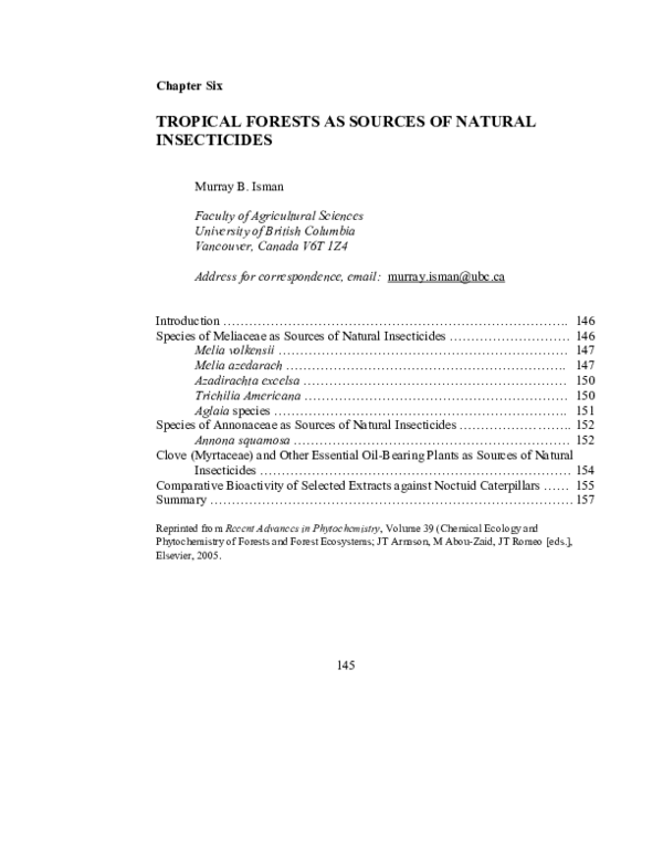 (PDF) Tropical Forests as Sources of Natural Insecticides | Murray ...