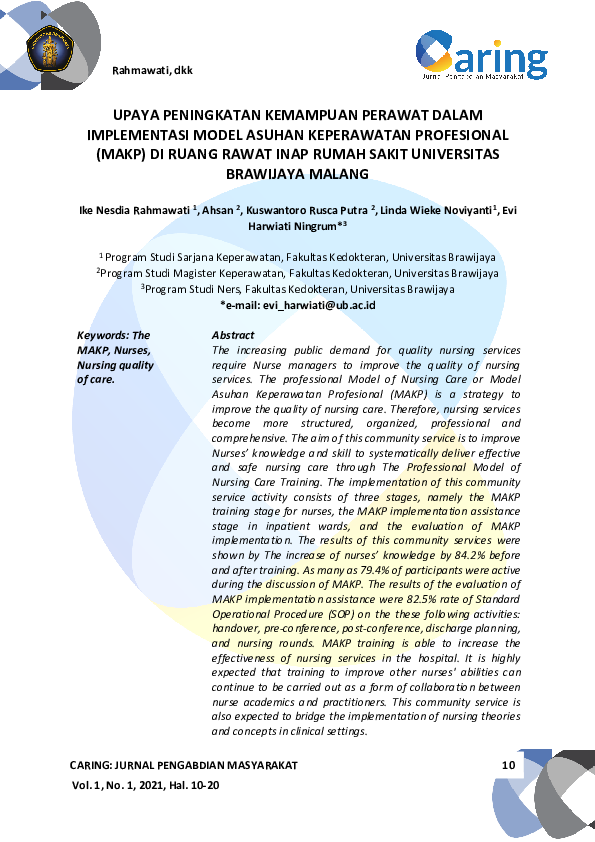 (PDF) Upaya Peningkatan Kemampuan Perawat Dalam Implementasi Model ...