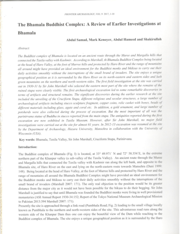 (PDF) The bhamala Buddhist complex