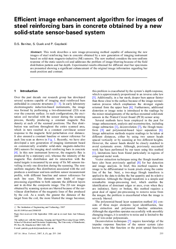 (PDF) Efficient image enhancement algorithm for images of steel reinforcing bars in concrete ...