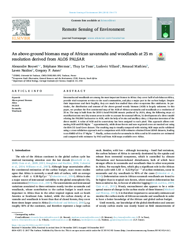 (PDF) An above-ground biomass map of African savannahs and woodlands at ...
