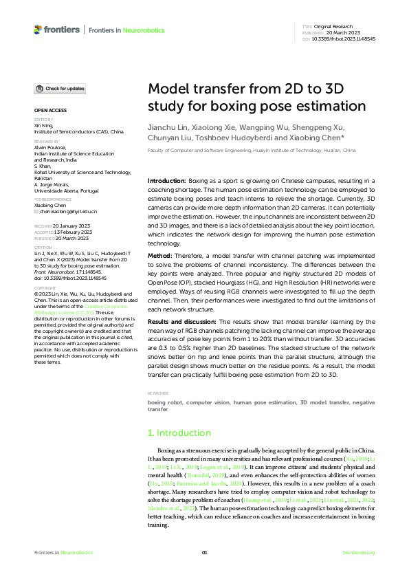 (PDF) 2D to 3D Pose Estimation in Boxing Training