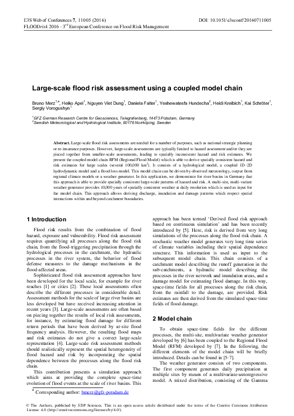 (PDF) Large-scale flood risk assessment using a coupled model chain