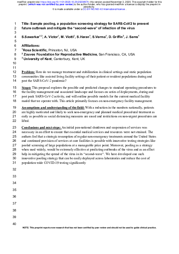 (PDF) Sample pooling, a population screening strategy for SARS-CoV2 to ...